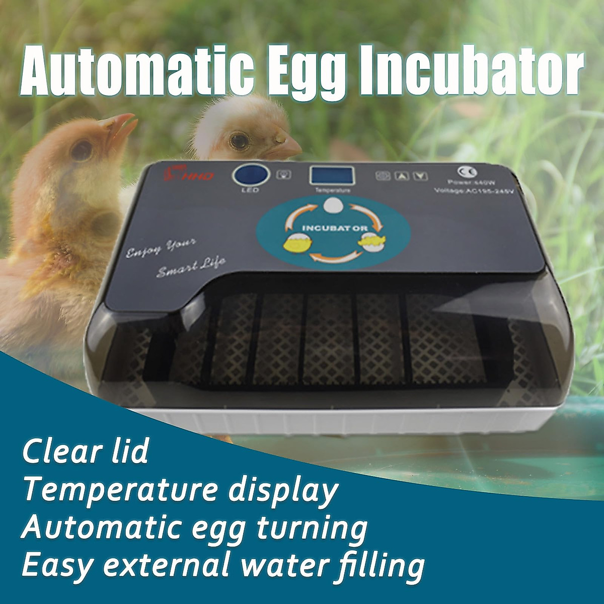 SSZYace 12-35 Egg Incubator, Incubators for Hatching Eggs with Automatic Turner, Egg Candler and Temperature Display, for Chicks, Quails, Ducks, Small Poultry