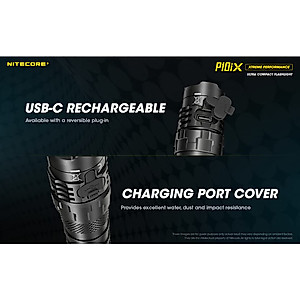 Nitecore P10iX Tactical Flashlight Floodlight, 4000 Lumen LED USB-C Rechargeable Super Bright Compact with LumenTac Organizer