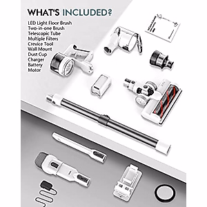 Fykee Cordless Vacuum Cleaner, 4 in 1 Lightweight Cordless Stick Vacuum with 80,000RPM Upgraded Brushless Motor, Vacumm Cleaner with Detachable Battery for Hard Floor Carpet Pet Hair Car