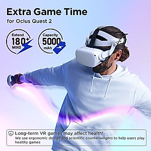 YOGES Head Strap with Battery Compatible for Oculus Quest 2, Rechargeable 5000mAh Headstrap for Enhanced Comfort and Playtime in VR, Immersion VR Accessories Compatible with Meta Quest 2