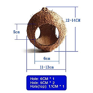 Aquarium Decor Fish Tank Three Hole Coconut Shell Dodge Hole Fish Cave Hole Shelter House Shrimp Nest/Bird's Nest (Coconut Shell & Suction Cup)