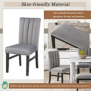 BIADNBZ Modern Rectangular Dining Set for 6 with Marble Veneer Table and 4 Flannelette Upholstered Chairs &1 Bench for Family/Living Room, 6-Piece, White+Gray