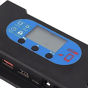 Solar Panel Controller, Fast Charging, Solar Panel Charger with Dual USB Type C, DC Fast Charging, Solar Charge Discharge Controller, Wiring Use (80A)