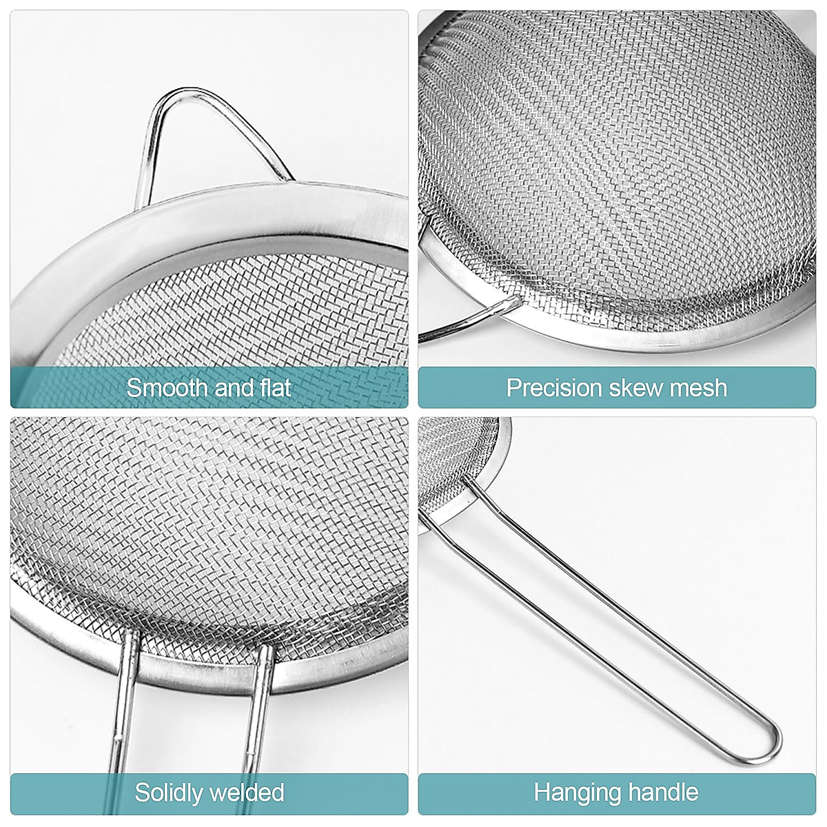 Harewu 2 Pack Fine Mesh Strainer, Small Stainless Steel Sieves with Handles, for Steeping Loose Leaf Tea, Straining Cocktail, Juice and Sifting Flour, Powdered Sugar (2pcs)