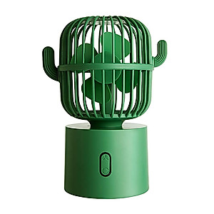 BEISHIDA Personal Fan Small Desktop USB Desk Fan, Cactus Mini Handheld Table 80 Degree Auto Rotation Portable Fans, 3 Speeds Strong Wind, Quiet Operation Fan for Room Home Office Outdoor Travel