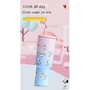 newdou A gift for ladies and girls. A stainless steel tumbler with a handle, a travel coffee cup, suitable as a birthday or Christmas gift. Capacity: 40 ounces.