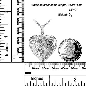 YOUFENG Locket Necklace that Holds Pictures Flower Lockets Necklaces Pendant 18K Gold Plated Gifts Jewelry Silver Heart