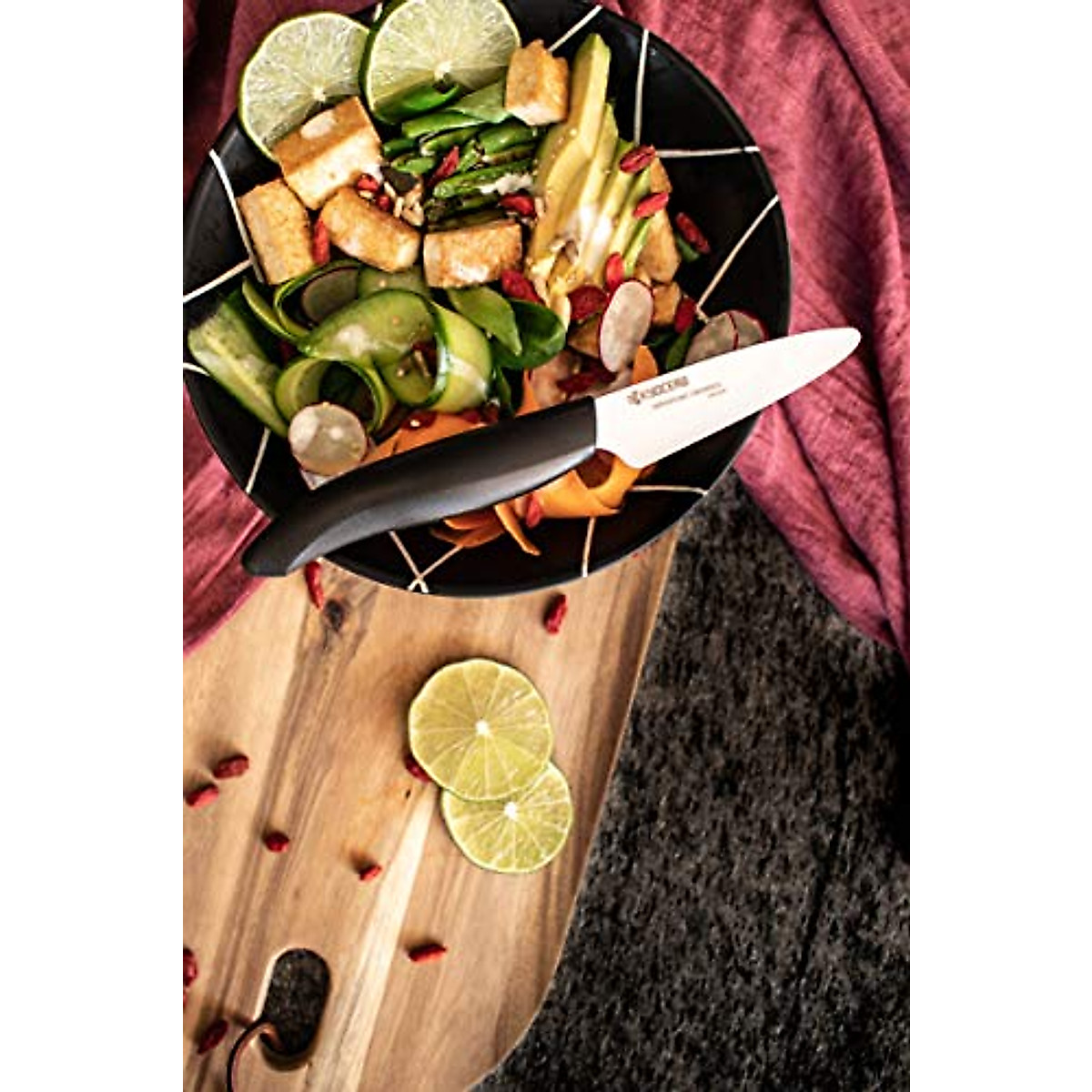 Kyocera Ceramic 3" Paring Knife w/ Sugarcane Sourced Material Handle, Black,White