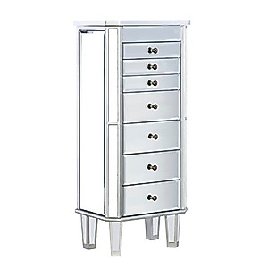 Powell Jewelry Armoire Wood, Silver Mirrored