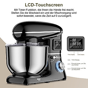 Stand Mixer, Zuccie 660W Mixers Kitchen Electric Stand Mixer, 6+P-Speed Cake Mixer with Dough Hook, Wire Whip & Beater and Splash Guard (8L, Gray-8L)