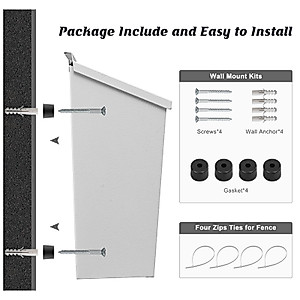KYODOLED Wall-Mount Mailbox,Large Capacity Mail Box,Galvanized Steel Rust-Proof Metal Post Box,Mailboxes for Outside,15.7"x9.9"x4.9" White
