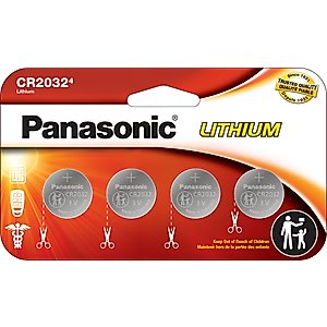 Panasonic CR2032 3.0 Volt Long Lasting Lithium Coin Cell Batteries in Child Resistant, Standards Based Packaging, 4 Pack