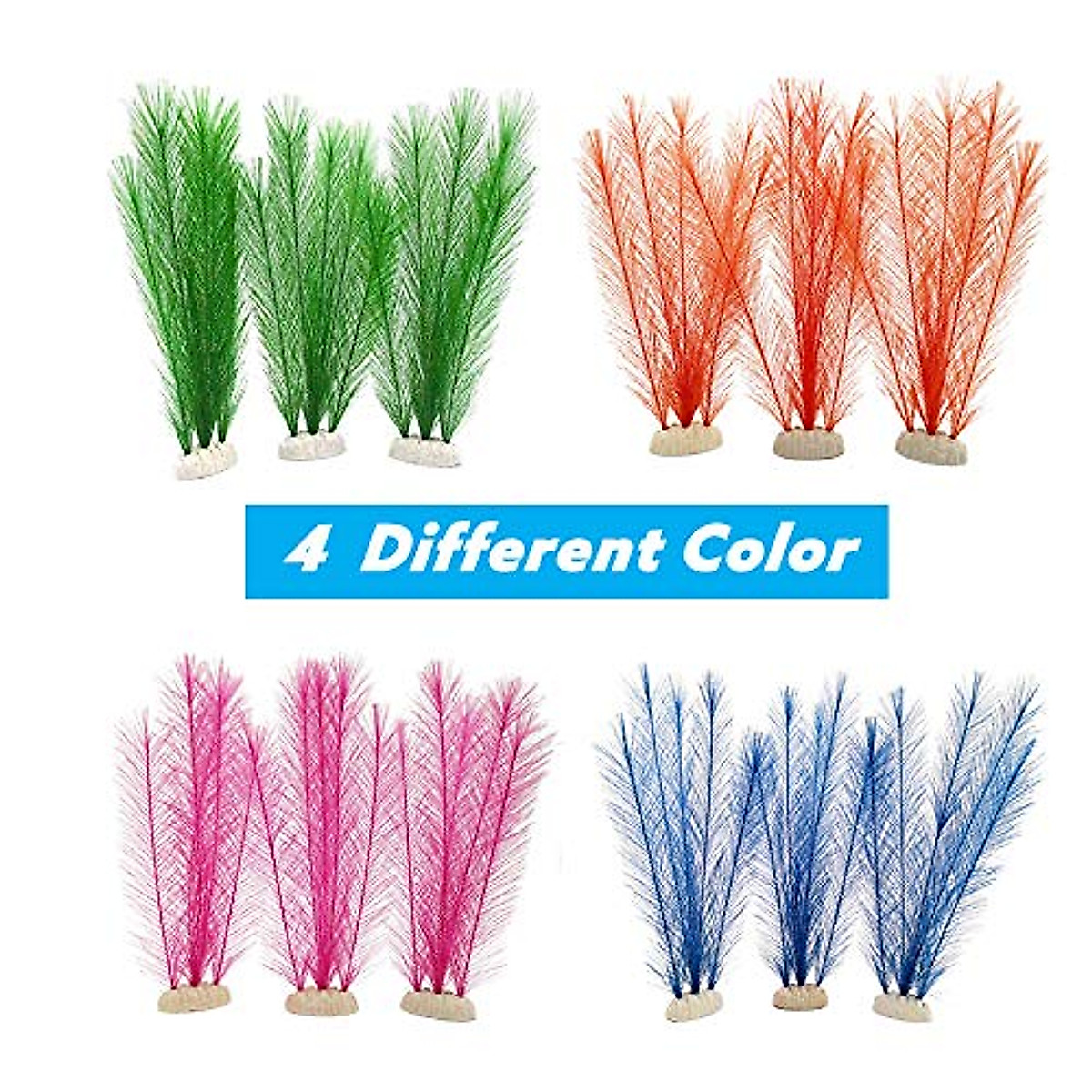 BEGONDIS Aquarium Decorations 3Pcs Fish Tank Artificial Green Water Plants Made of Silk Fabrics Plastic