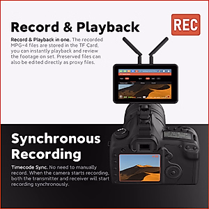 Vaxis Atom A5 Wireless Monitor 5.5 inch HDMI Recording Monitor, Video Transmission System&Monitor in One, with 150m 492 Feet Range 0.08s Latency