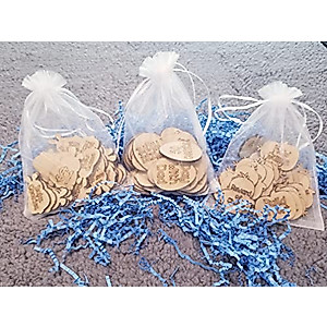 Easter Egg Tokens 30ct with Gift Bag, Personalized Tokens Available, Real Wood with 30 different engraved sayings, 6 designs, Natural Color, Easter Tokens for Kids, Activity Token (CUSTOM Token)