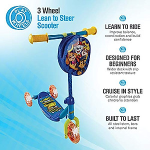 PlayWheels Paw Patrol 3-Wheel Scooter w/Light Up Wheels, Chase