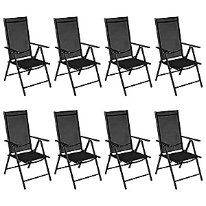 vidaXL Patio Dining Set 7 Piece Outdoor Garden Terrace Yard Dining Table and Chair Seating Seat Sitting Chair Furniture Aluminum Black
