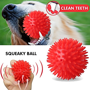 DKING 3Pack Squeaky Dog Balls,2 in1 Funny Puppy Ball Toys,Birthday Dog Toy for Small Medium Dogs (Monster Ball)