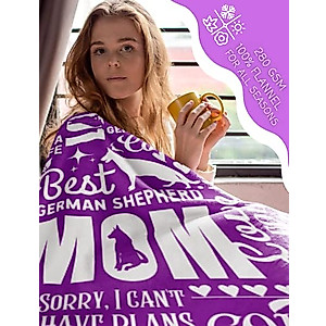 InnoBeta German Shepherd Themed Throws for Dog Moms, Dog Lovers, Dog Owners, Bed Flannel Plush Blankets, Birthday Gifts for German Shepherd Lovers, Best Friend, Coworkers, Sisters (50"x 65") - Purple