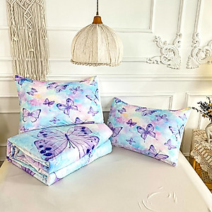 CVHOUSE Butterfly Twin Comforter Set for Girls Teens.Butterfly Twin Bedding Set,Butterflies Bedspread,Butterfly Duvet,Butterfly Bed Set,Butterflies Quilt Set 3 Pcs 1 Comforter and 2 Pillowcases
