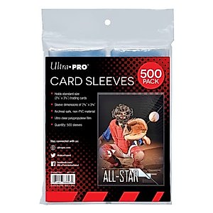 Ultra PRO Clear Card Sleeves for Standard Size Trading Cards measuring 2.5" x 3.5" (500 count pack)