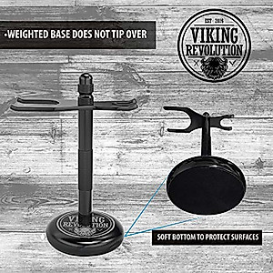 Viking Revolution Black Safety Razor Stand - Razor Holder and Shaving Brush Stand to Prolong the Life of Your Razor - Weighted Bottom for Extra Stability