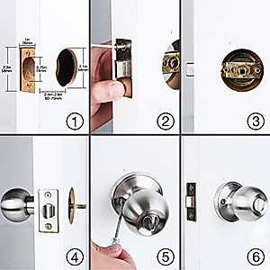 Door Knob with Key for Bedroom Door Locks with Keys, Stainless Steel Doorknob with Lock and Key, Ball Door Handle with Key, High Security 3-Year Warranty