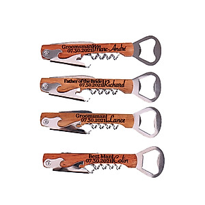Personalized Engraved corkscrew opener Personalized wood bottle opener Wine corkscrew, custom bottle opener Bottle Openers Laser Engraved