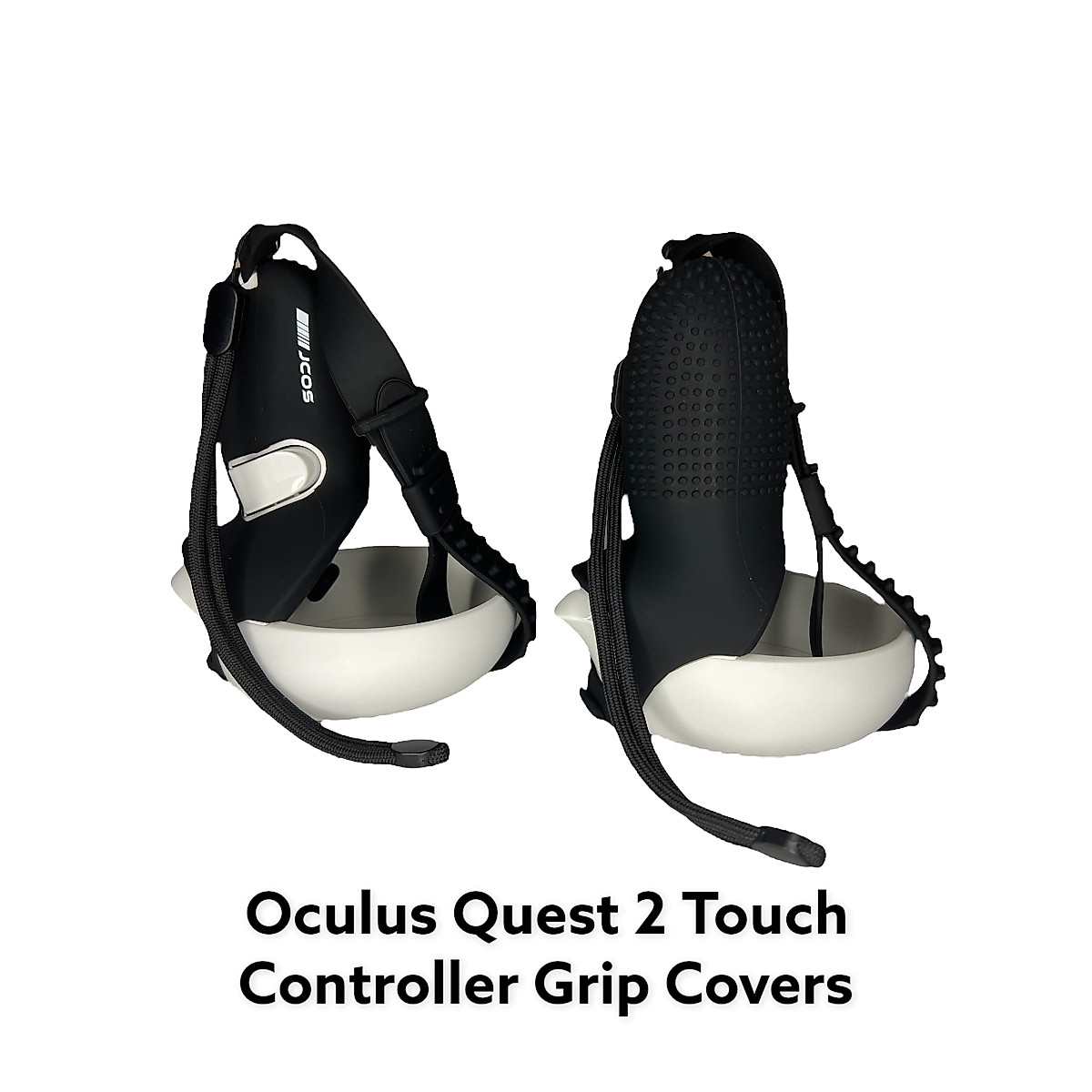 JCOS 4-in-1 Silicone Accessories for Oculus Quest 2 | Shell Front Silicone Face Cover Protector, Skin Grip Cover, Adjustable Knuckle Straps, Soft Silicone Facial Interface Cover (Black), JCOS1