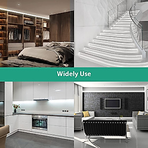 LannlKer LED Neon Rope Lights, 16.4ft/5m Cool White Neon Light Strip,12V Flexible Waterproof LED Strip, Silicone Neon Lights for Kitchen Bedroom Indoor Outdoor Decoration（Power Adapter not Included）