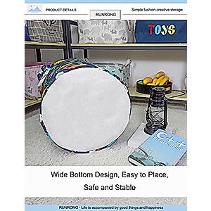 CherryPig RUNRONG Large Size Round Storage Basket Foldable Waterproof Canvas Laundry Hamper with Handles Nursery Organizer for Bedroom/Living Room/Bathroom(Round Dinosaur Paradise)