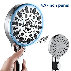 Iopsk Shower Head with Handheld Set 7 Spray High Pressure Detachable Shower Heads with Extra 60" Long Stainless Steel Hose and Adjustable Bracket-Chrome Finish Hand Held Showerhead with On/Off Switch