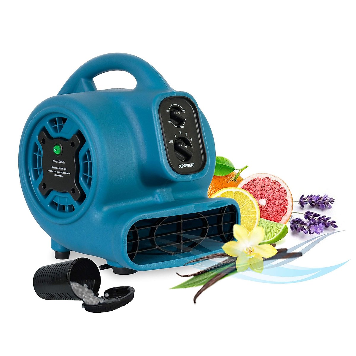 XPOWER P-260NT Freshen Aire Scented Air Mover Scent Diffusing Fan + Ionizer for Immediate Scenting, Cooling, Ventilating, & Drying of Large Areas Blue