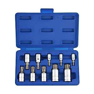 NEIKO 10078A XZN Triple Square Spline Bit Socket Set | 11 Piece Long and Short | 12 Point | CrV Steel