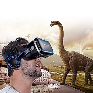 VR Headset Virtual Reality Headset w/Headphones for iPhone 14 13 12 11 X 8 7 6 Plus SE, Samsung Galaxy S8 S7 S6 Edge Note5, 3D VR Glasses for 3D Movie & Game for 4.0-6.0” iOS & Android Smartphone