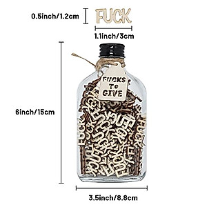 Fucks to Give Gift Jar of Fucks Fuck Wooden Cutout Letter Bad Mood Vent Gift for Christmas Valentine's Day Birthday Anniversary (7oz) 100 Pieces Fuchs Fucs to Give Glass Jar
