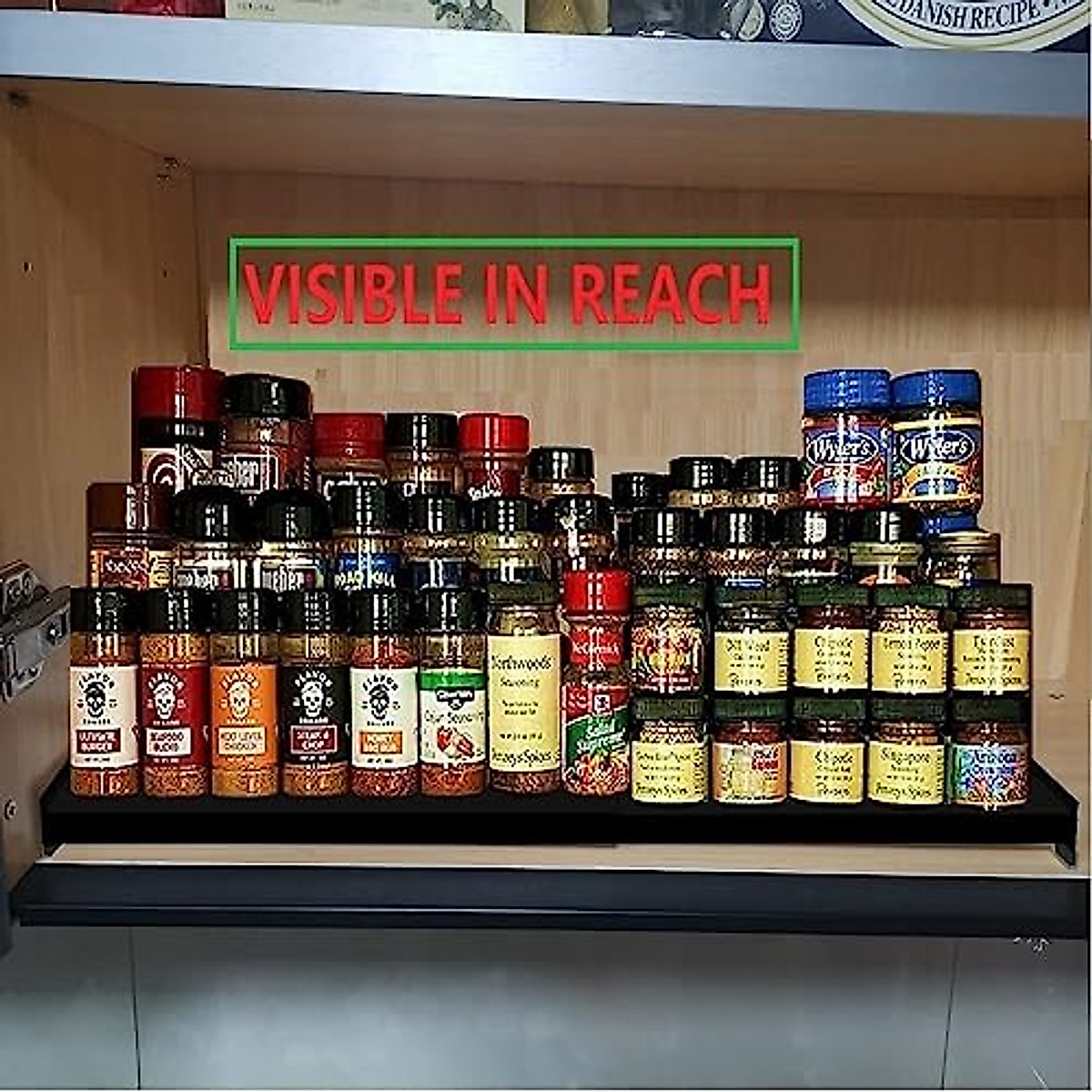 Jojocross Spice Rack Organizer for Cabinet, 3-Tier Expandable Spice Storage,Great for Kitchen Cabinet,Cupboard,Pantry and Countertop More 1 Pack/Black