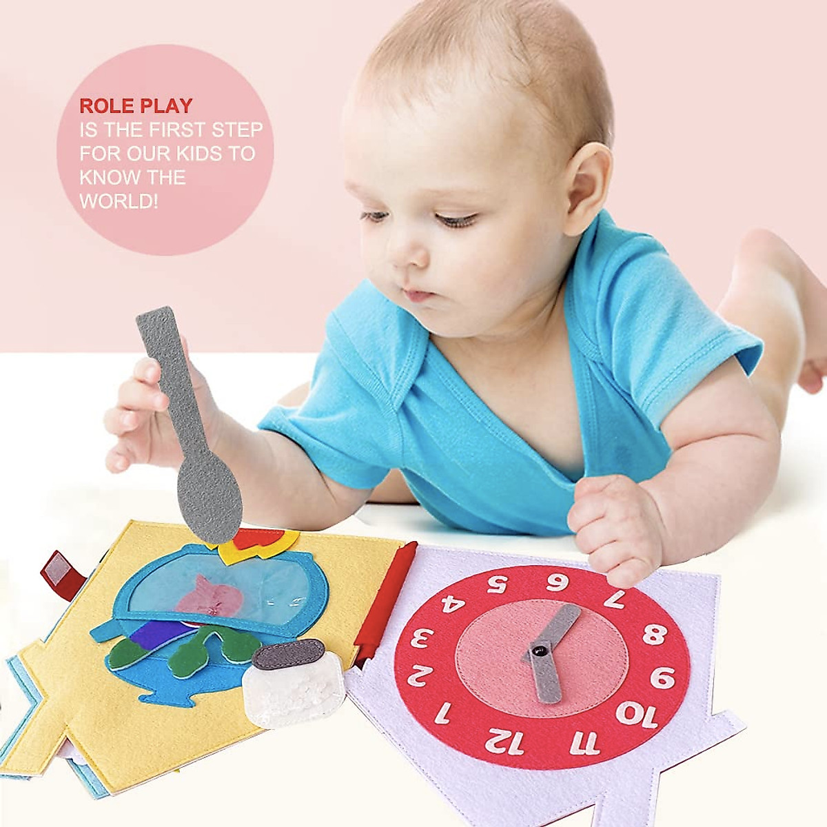 MOVEBO- Quiet Book Toddler Book (My Farm Day),Farm Animals Activity Busy Book,Felt Book,Quiet Book for Toddlers and Children