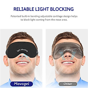 Mavogel Cotton Sleep Mask - Updated Design Light Blocking Sleep Eye Mask, Soft and Comfortable Night Sleeping Mask for Men Women, Eye Blinder for Travel/Sleeping, Includes Travel Pouch, Black