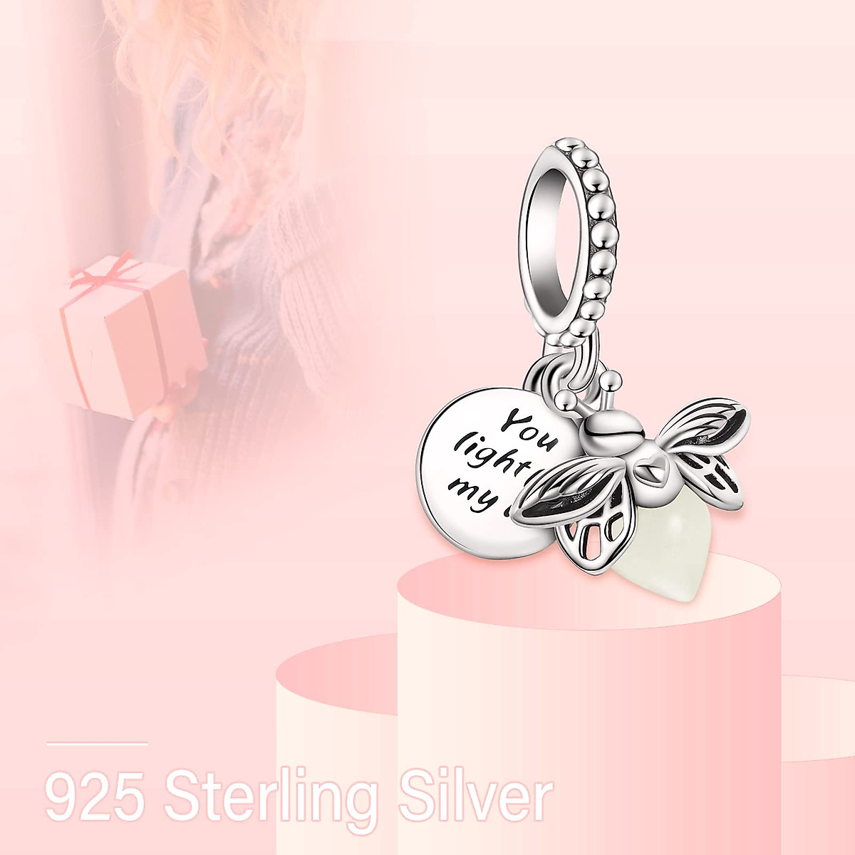 MITSOKU 925 Sterling Silver Charms for Bracelets Necklaces Glow-in-the-dark Firefly Dangle Pendants Beads Charms Jewelry Gift for Women