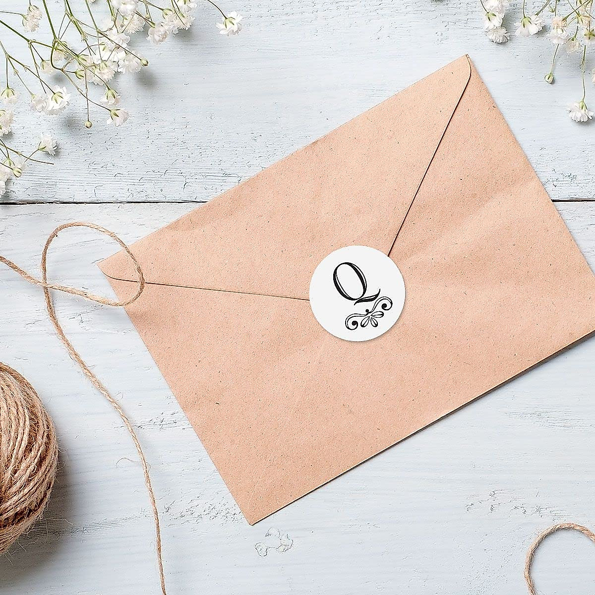 Monogram Personalized Envelope Seals Embellish - Set of 144, Round Self-Adhesive, Flat-Sheet Labels, by Colorful Images