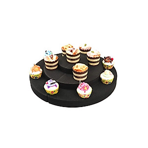 Polar Whale 2 Dessert Cupcake Display Stands 3 Tier Half Circle Kitchen Dining Room Restaurant Countertop Entertainment Tabletop Durable Black Foam Washable Waterproof 18 x 9 x 4 Inches