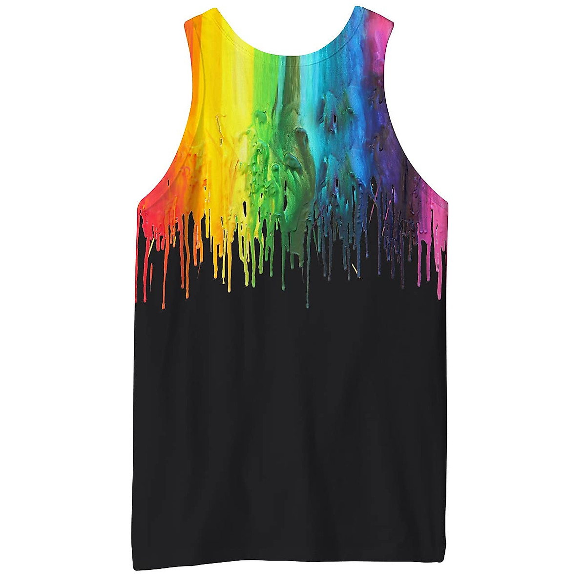 Loveternal Mens Gay Pride Tank Top Graphic Gym Fitness Workout Novelty Hip-Hop Colorful Gay Rainbow Tank Top Melting Printed Bodybuilding Sleeveless T-Shirt Quick Dry Tees Black M