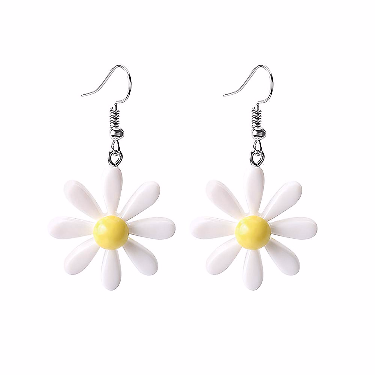 Daisy Earrings,Daisy Flower Earrings for Women,Acrylic Yellow Flower Daisy Dangle Earring Wild Lily Petals Hawaii Plant Earrings