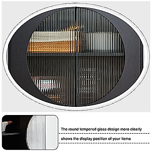 Modern Glass Sideboard Buffet Cabinet set of 2, Accent Cabinet Freestanding Kitchen Storage Cabinet Console Table with Adjustable Shelves and Pop-up Doors for Living Room, Kitchen, Hallway (Black)