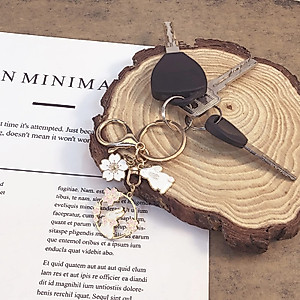 HOLAOCT Cute Keychains Aesthetic Bunny Keychain Accessories Kawaii Cat Key Ring for Women,Keychains Charm for Airpod,Backpack