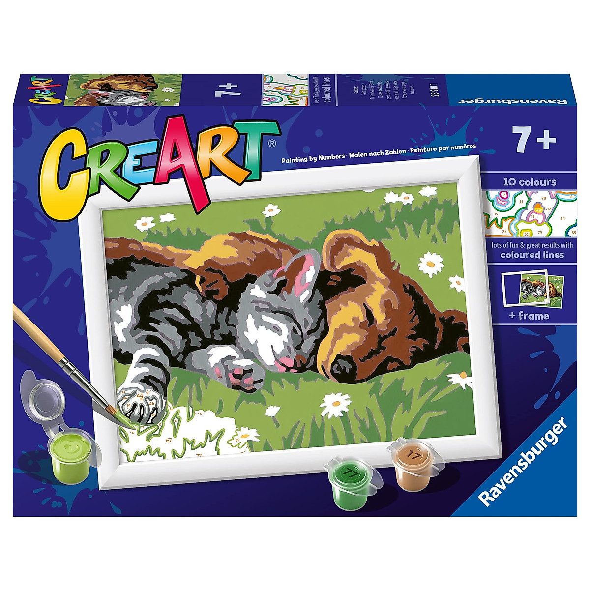Ravensburger CreArt Sleeping Cat & Dog Paint by Numbers Kit | Easy-to-Use for Kids | Perfect for Home Decor | Ideal Gift for Aspiring Artists - Ages 7 & Up