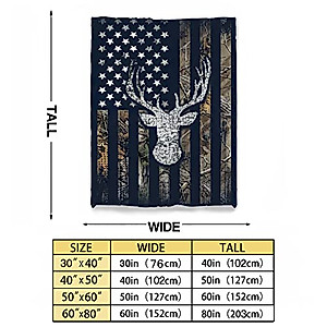 American Flag Blanket American Flag USA Camo Buck Deer Hunting Throw Blankets Camouflage Throw Blanket for Couch Bed Sofa Decoration 40"x50"