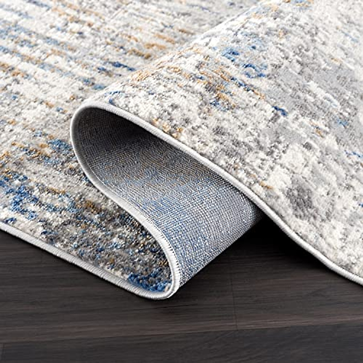 Abani Unique Grey & Blue Contemporary Landscape Design Area Rug - Modern Dripping Print Non-Shed 7'9" x 10'2" (8'x10') Living Room Rug Rugs