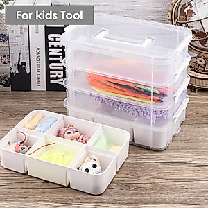 CraftGenes Plastic Storage Bins – 4-Layer Durable Storage Containers for Arts and Crafts Supplies with 2 Removable Trays for Seasonal Decor, Tool, Office Supplies, Art, Craft Supplies, Sewing Utility